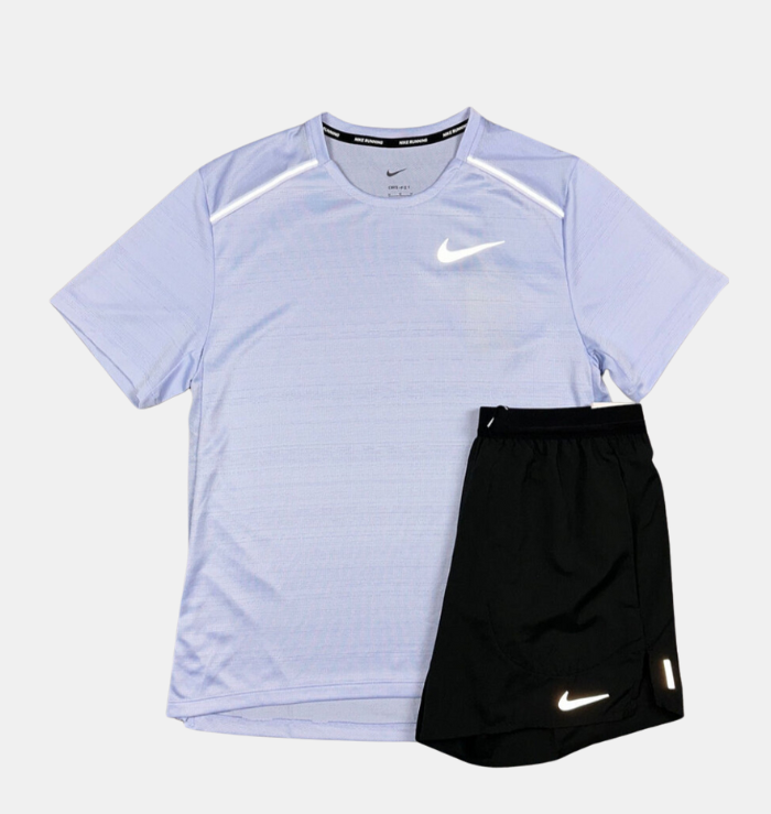 NIKE MILER T-SHIRT COBALT BLISS & BLACK FLEX STRIDE SHORTS SET
