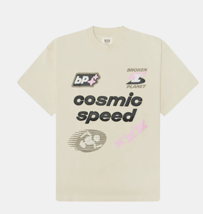 Broken Planet Market Cosmic Speed Bone White T-Shirt